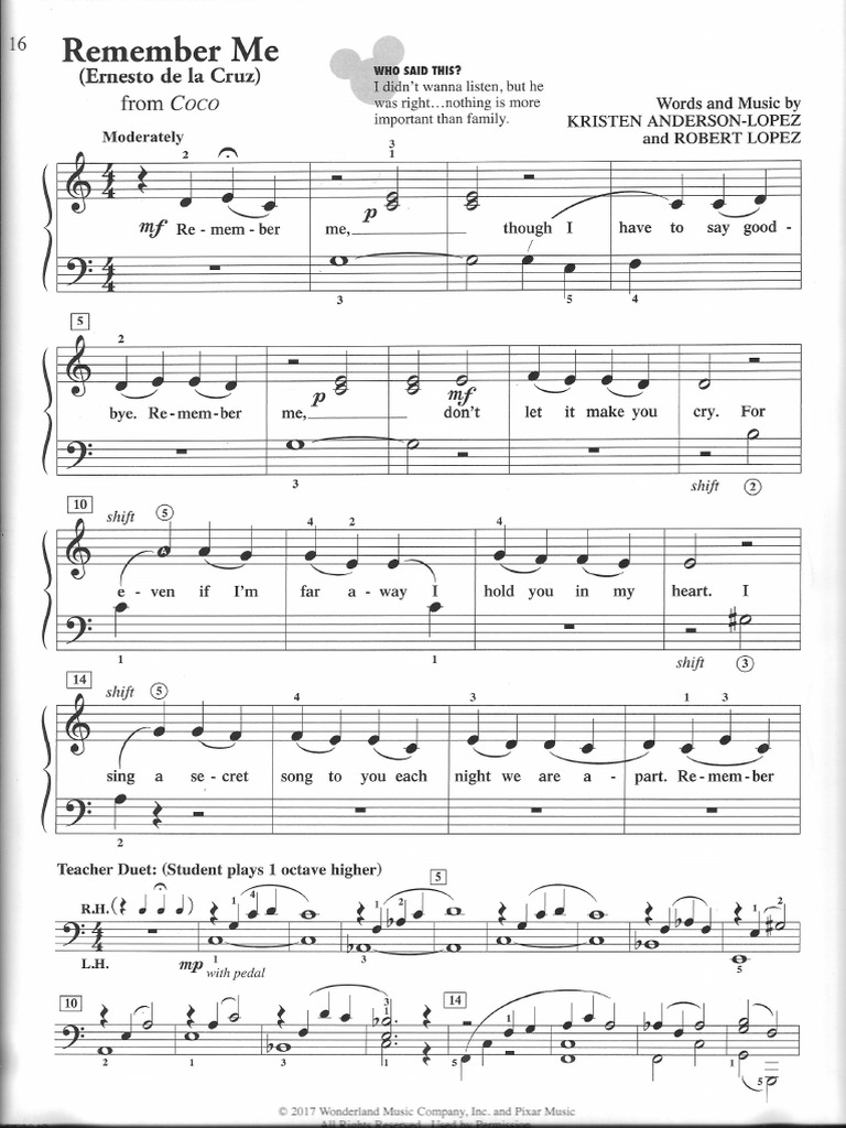 Faber Disney Level 1 p16 - Remember Me | PDF