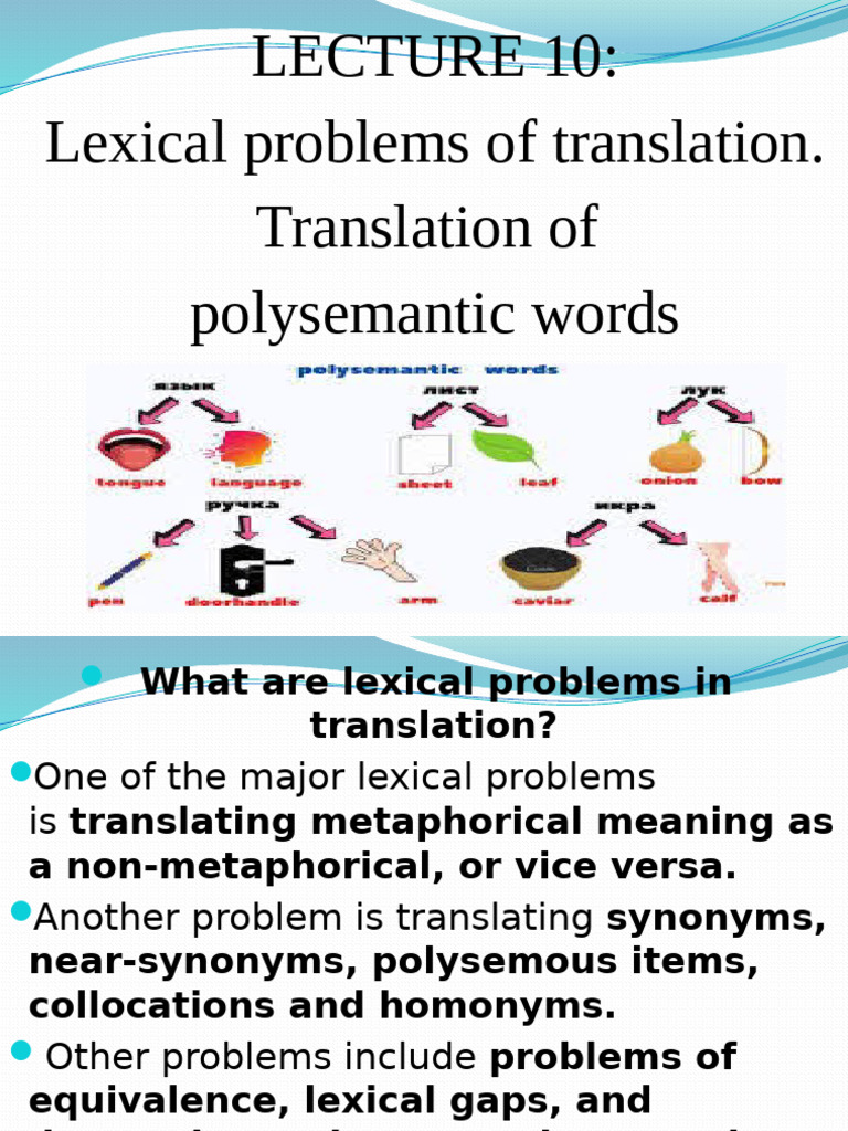 Lecture 3. Lexical Problems of Translation | PDF | Lexicon | Word