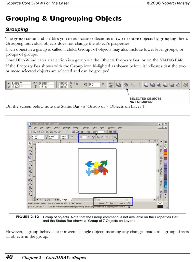 CorelDRAW X3 Grouping and Ungrouping Revised | PDF