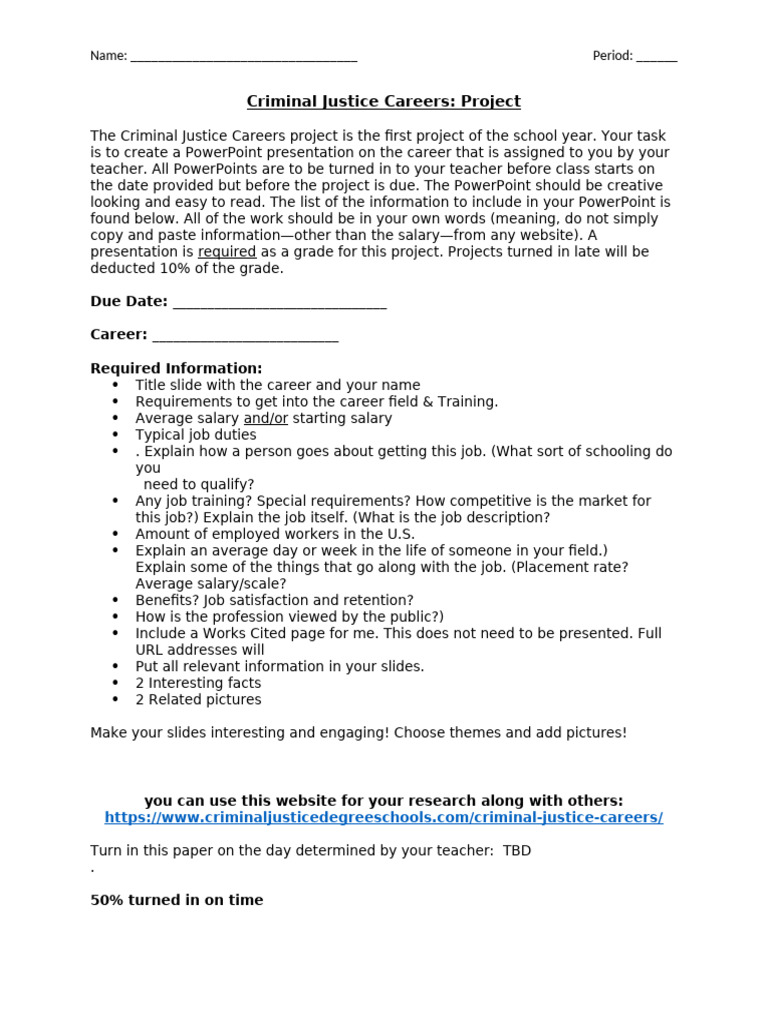 Criminal Justice Careers Project Guide | PDF | Salary | Microsoft Power ...