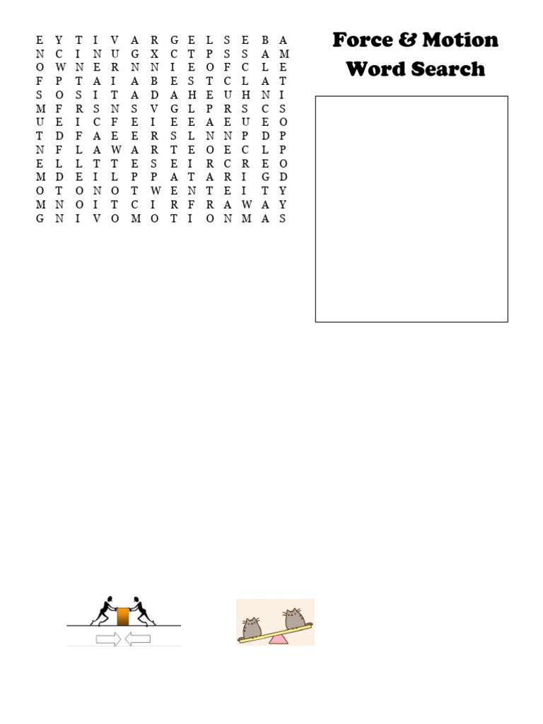 Force and Motion Word Search Answers | PDF | Force | Mass