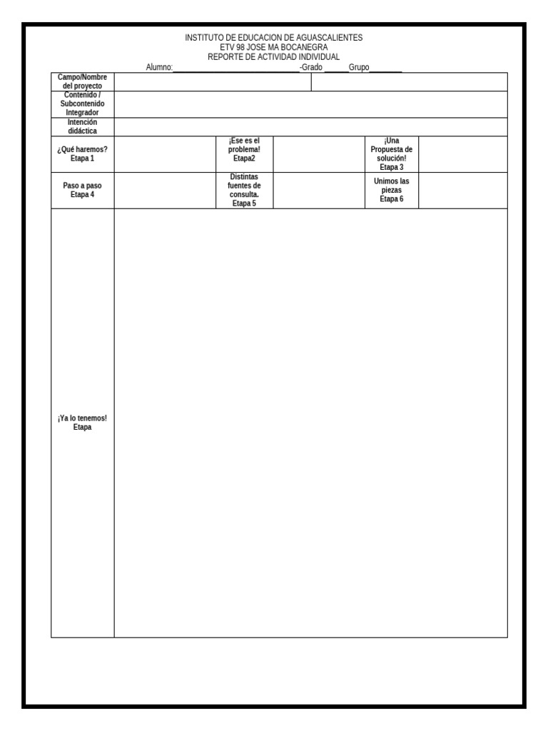 Reporte de Actividad Individual Escolar | PDF