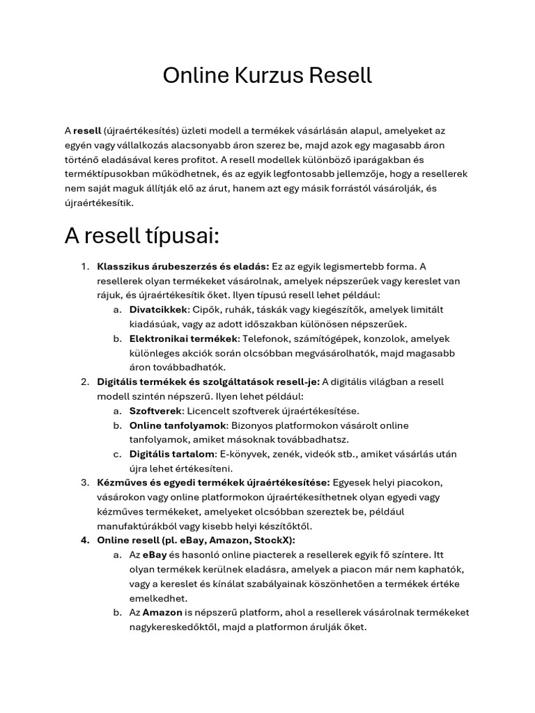 Resell Kurzus | PDF