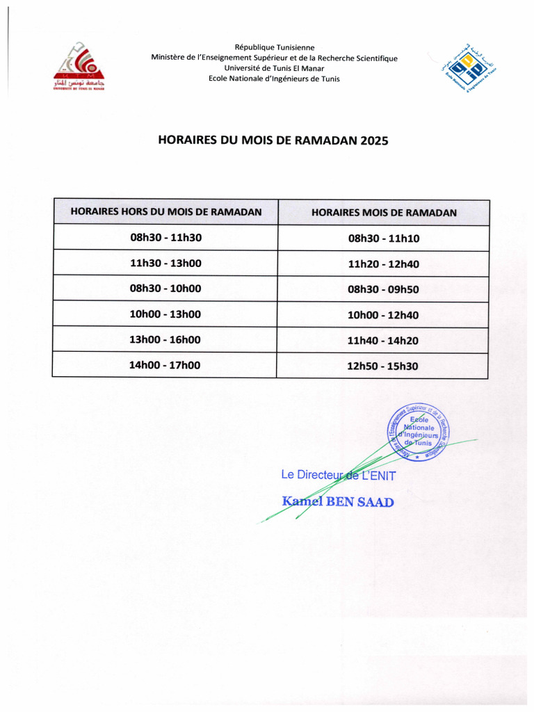 Horaires Ramadan 2025 1 | PDF