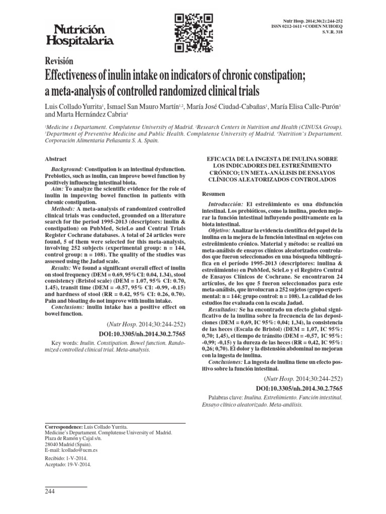 Inulin's Impact on Chronic Constipation | PDF | Dietary Fiber | Diet ...