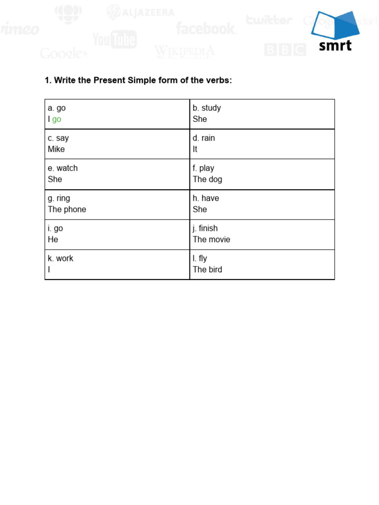 Present Simple Tense Exercises | PDF | Syntax | Grammar