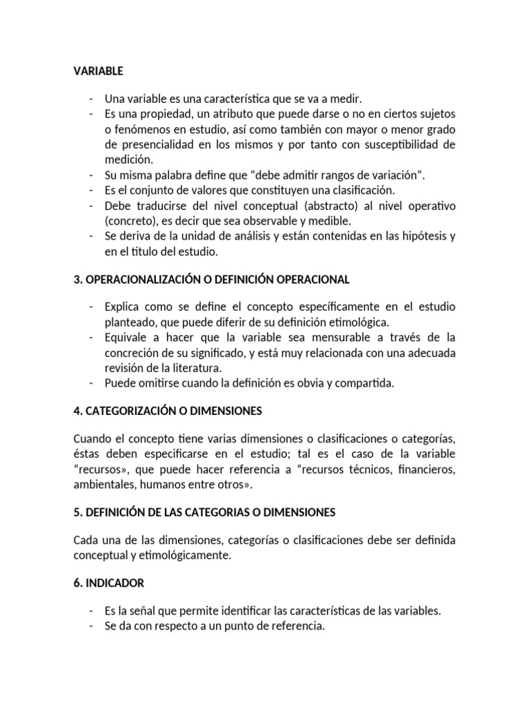 Definición y Medición de Variables en Estudios | PDF