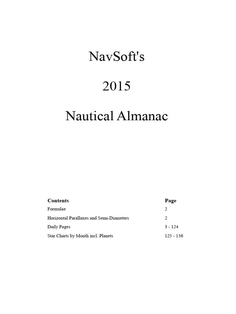 2015 Nautical Almanac | PDF | Astronomical Objects | Bodies Of The ...