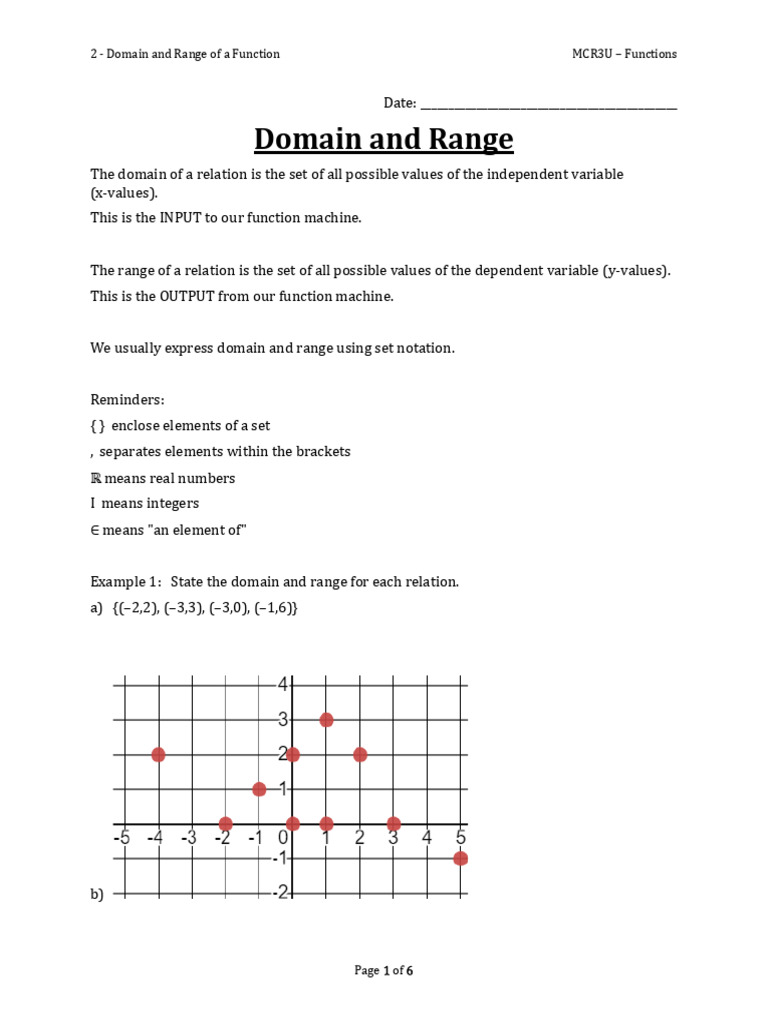 02 - Domain and Range of A Function | PDF | Function (Mathematics) | Functions And Mappings