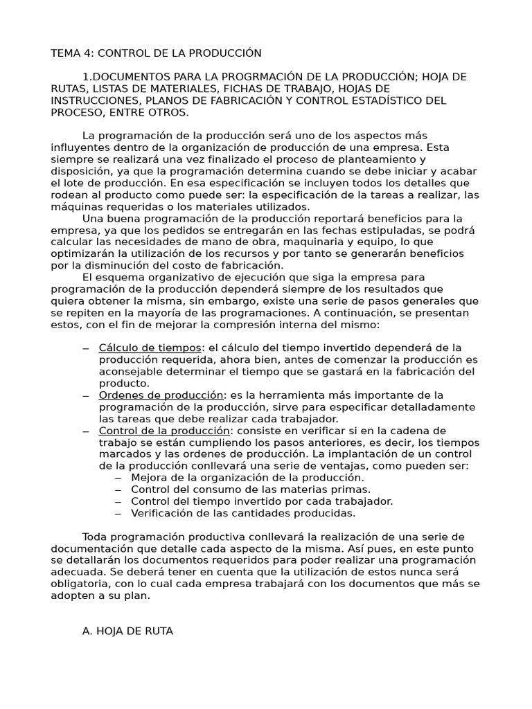 Tema 4 Control de La Producción | PDF | Gestión de registros | Archivo de computadora