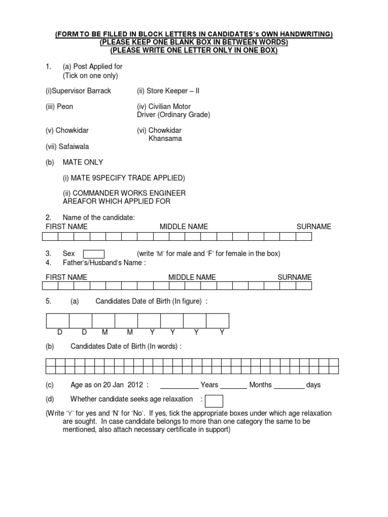 Application Form Instructions in Block Letters | PDF | Test (Assessment ...