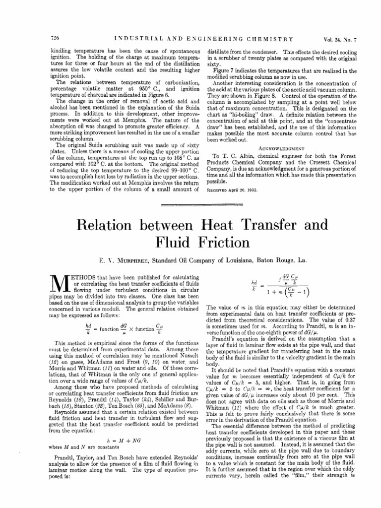 Fluid Friction and Heat Transfer Relations | PDF | Fluid Dynamics ...