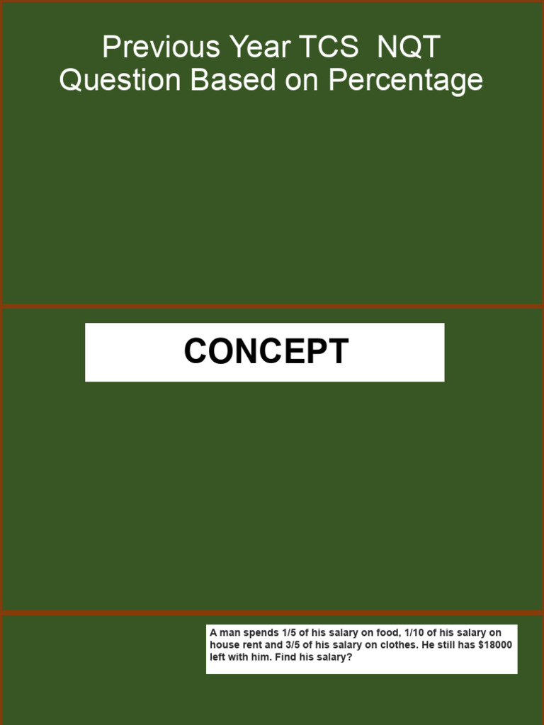 TCS NQT Percentage Questions Overview | PDF