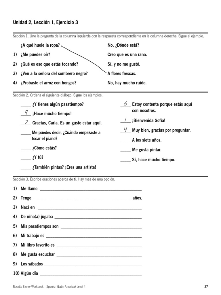 Spanish Student Workbook 31 34 | PDF