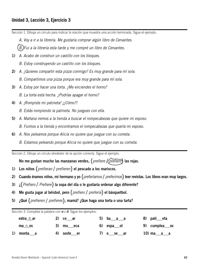 Spanish Student Workbook 67 69 | PDF
