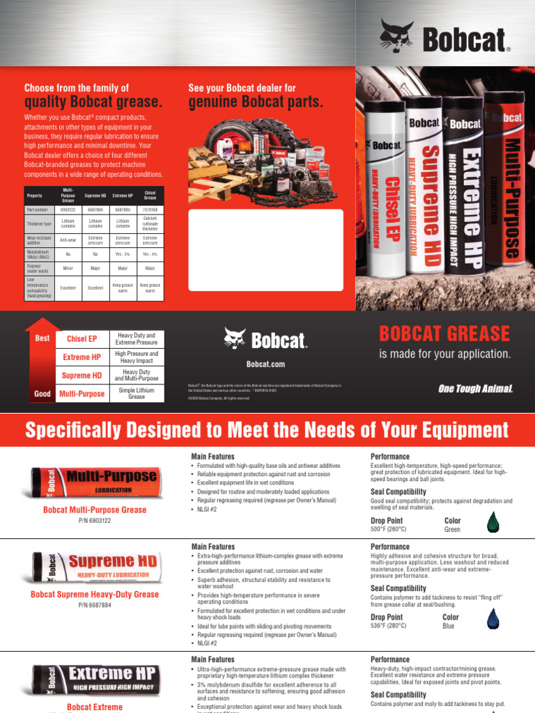 Bap0018 Bobcat Grease Brochure | PDF | Materials | Mechanical Engineering