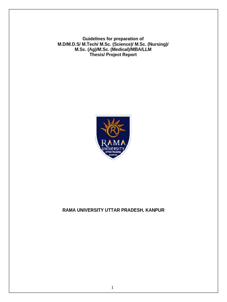 PG Thesis Format Rama University | PDF | Thesis | Paragraph