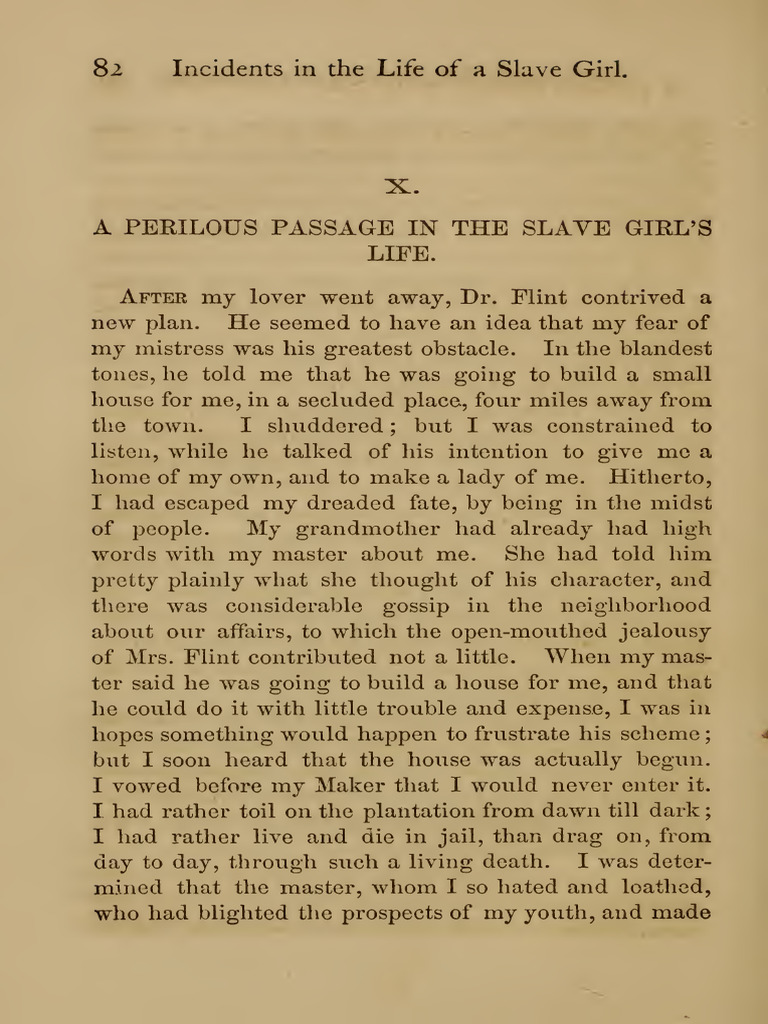 A Perilous Passage in The Slave Girls Life - H. Jacobs | PDF