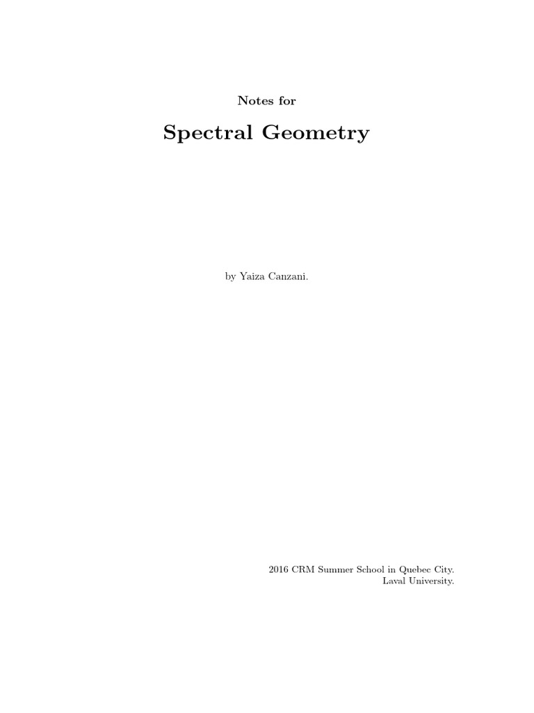 Spectral Geometry Laval Minicourse | PDF | Schrödinger Equation ...