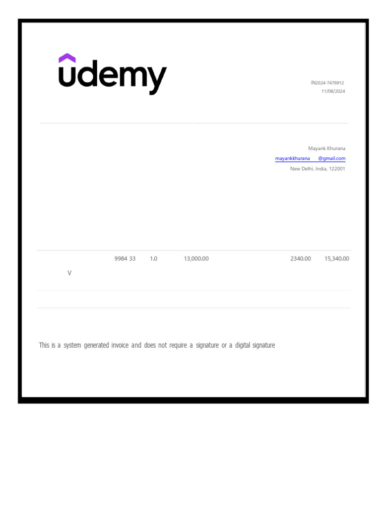 Udemy Bill - MK | PDF