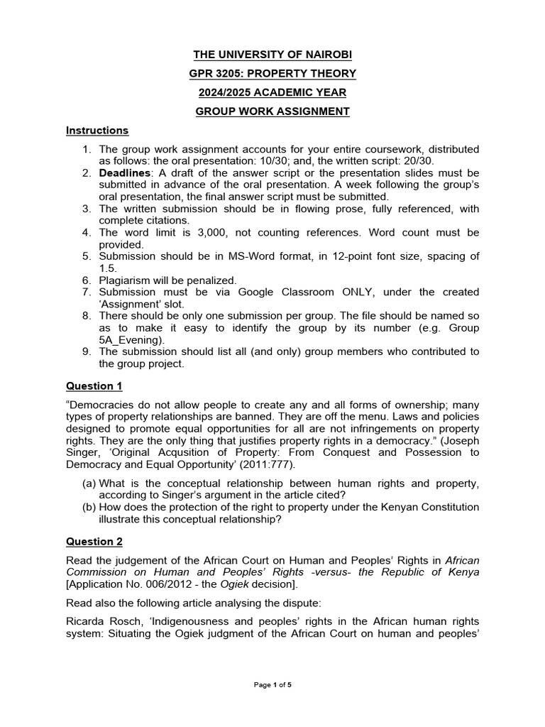 Property - Law - Assignments (1), Timeus | PDF | Property