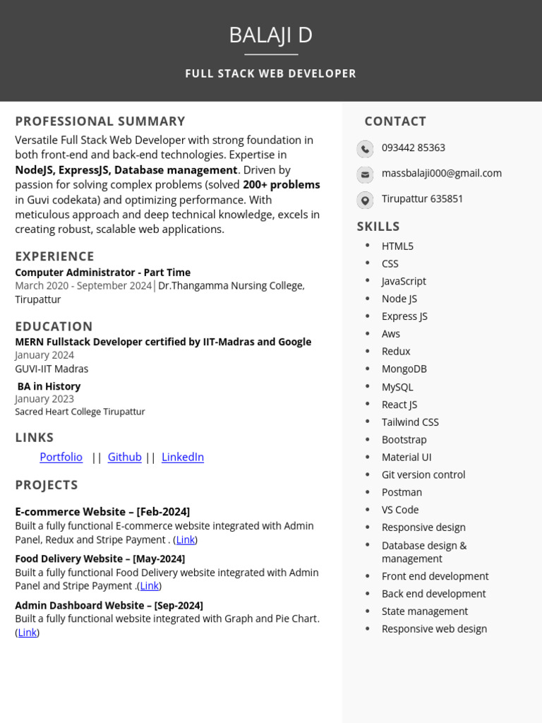 Balaji Resume Back End Developer 2025 | PDF | Software | Software Development