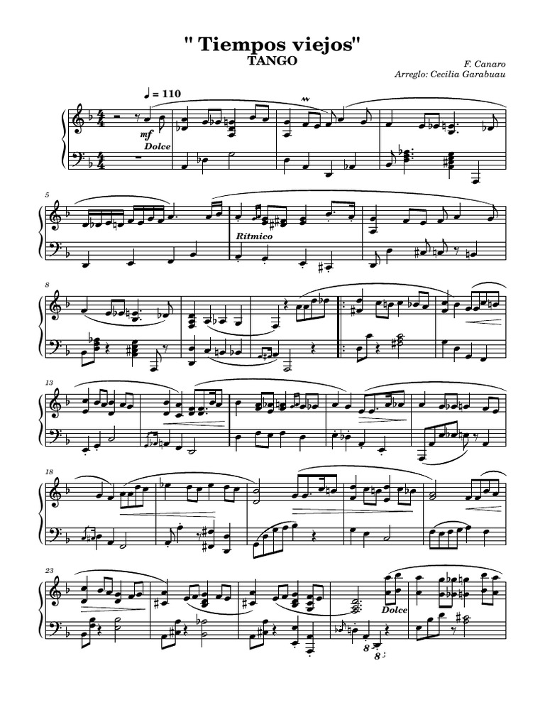 Tiempos Viejos: Tango Arrangement | PDF
