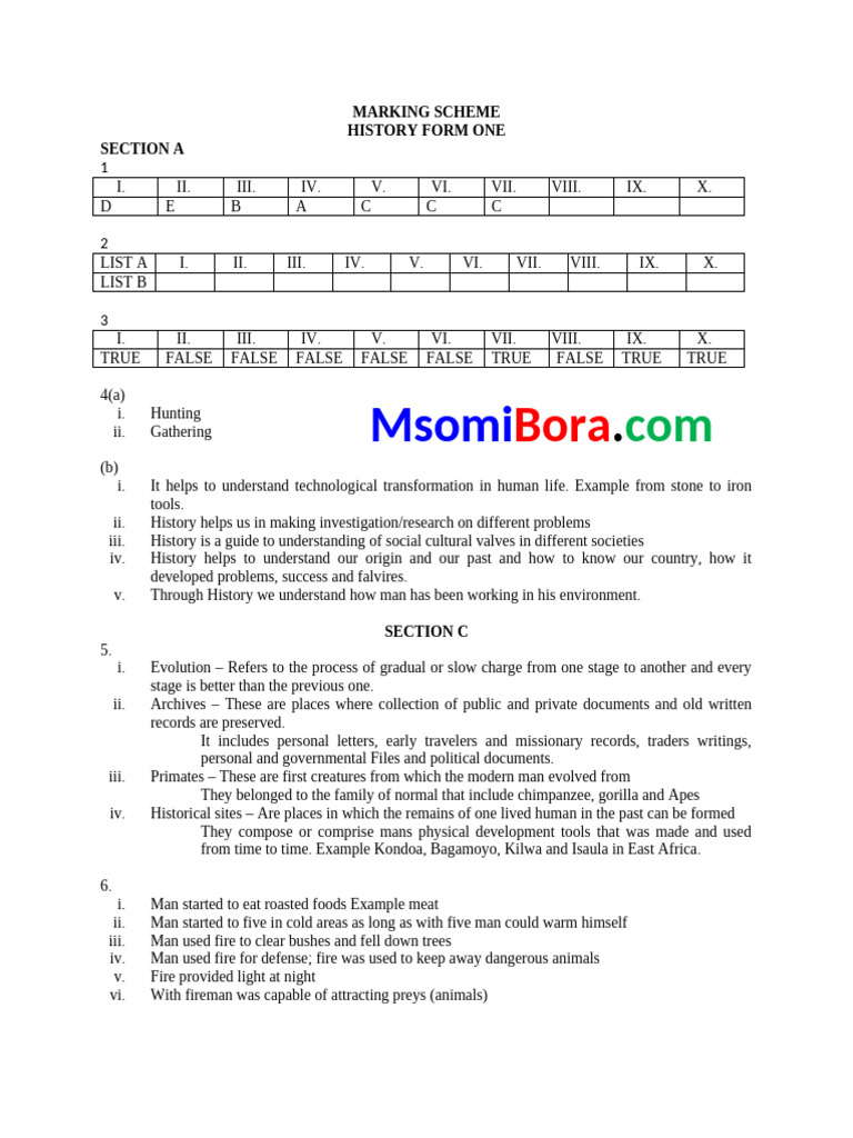 History F1 Assessment MS | PDF | Biology | Zoology