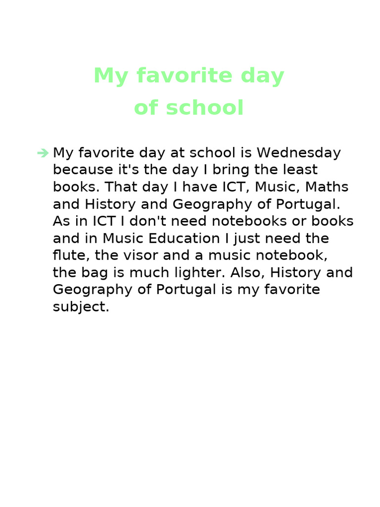 My Favorite School Day: Wednesday | PDF