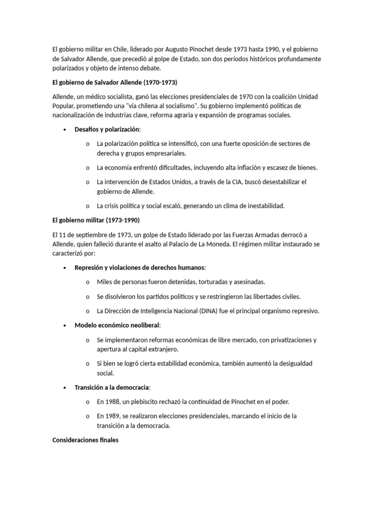 Chile: Allende y Pinochet en Debate | PDF