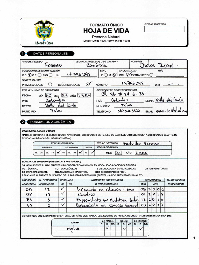 hoja de vida sigep ii | PDF