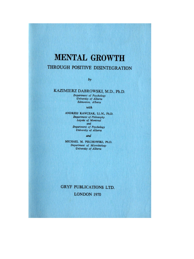 Positive Disintegration Theory Explained | PDF | Utilitarianism ...