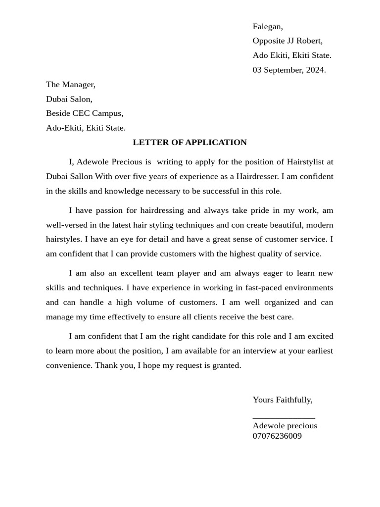 Letter of Application | PDF