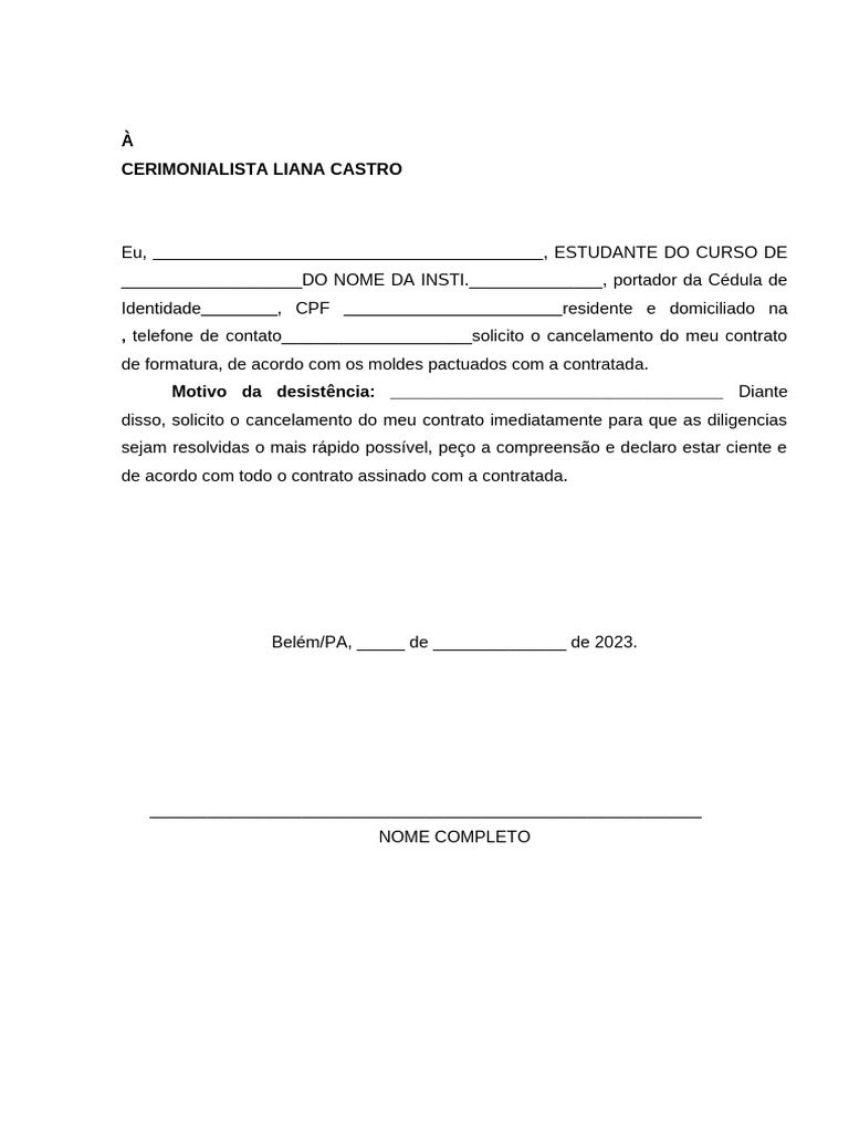 Modelo de Carta de Rescisão | PDF