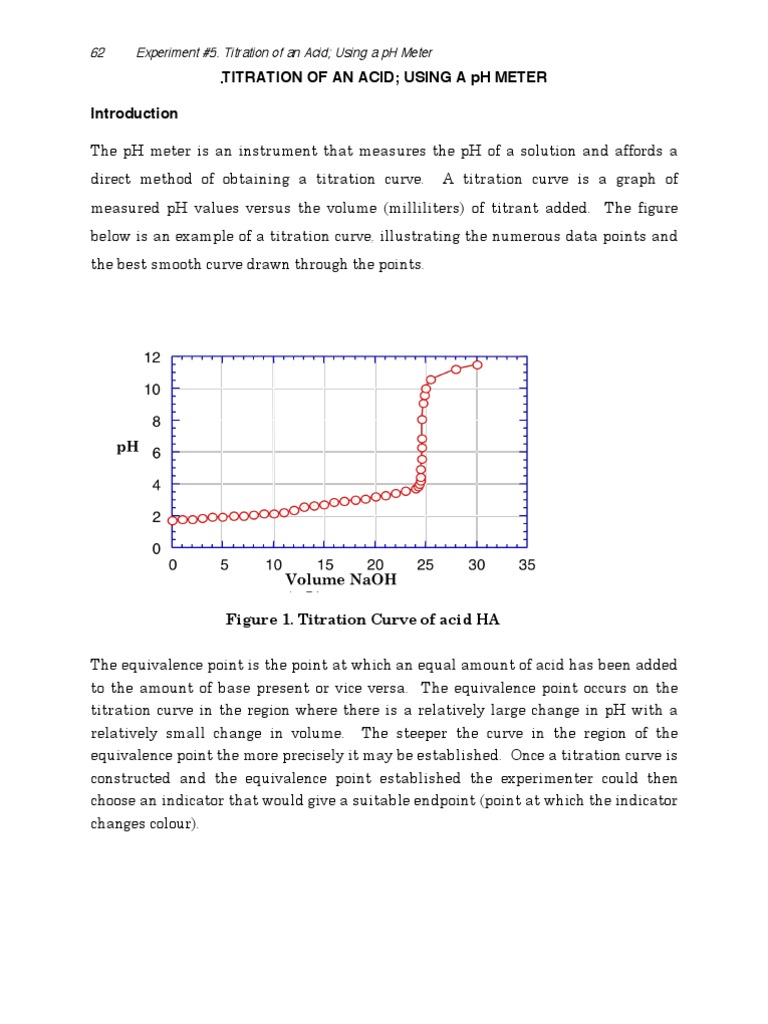 62 Experiment #5. Titration of An Acid Using A PH Meter | PDF ...