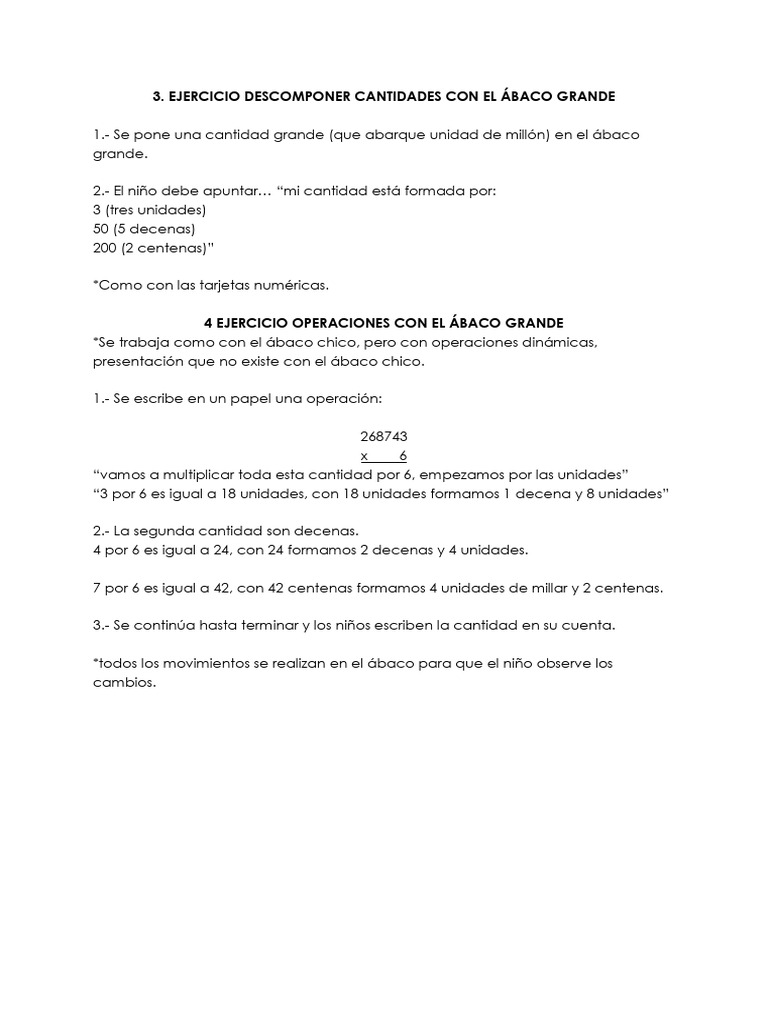 Ejercicios con Ábaco Grande | PDF