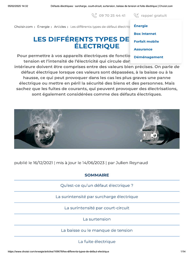 Les Différents Types de Défauts Électriques | PDF