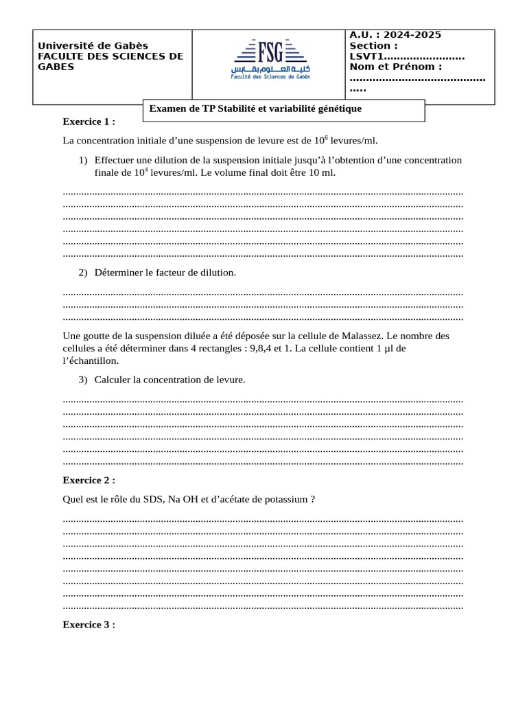 Exercice de dilution et effets des UV sur levures | PDF | Biologie