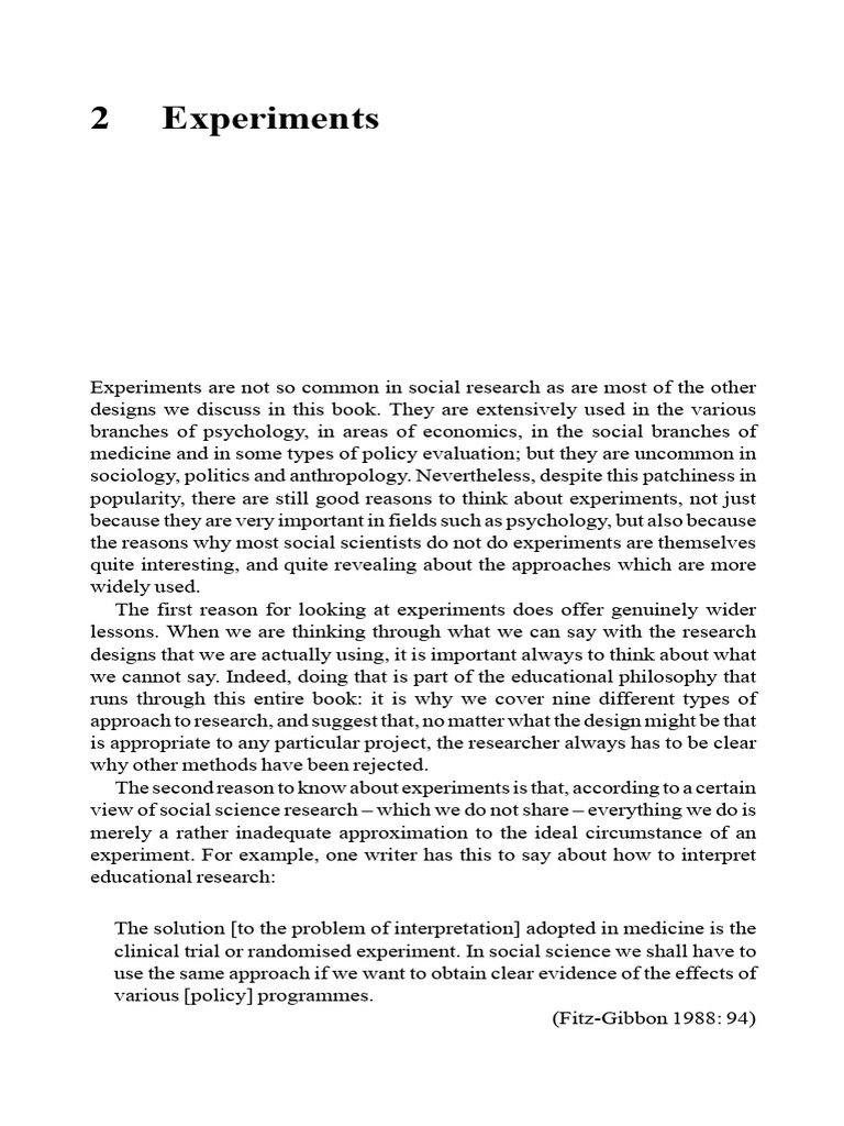 Understanding Experiments in Social Research | PDF | Experiment ...