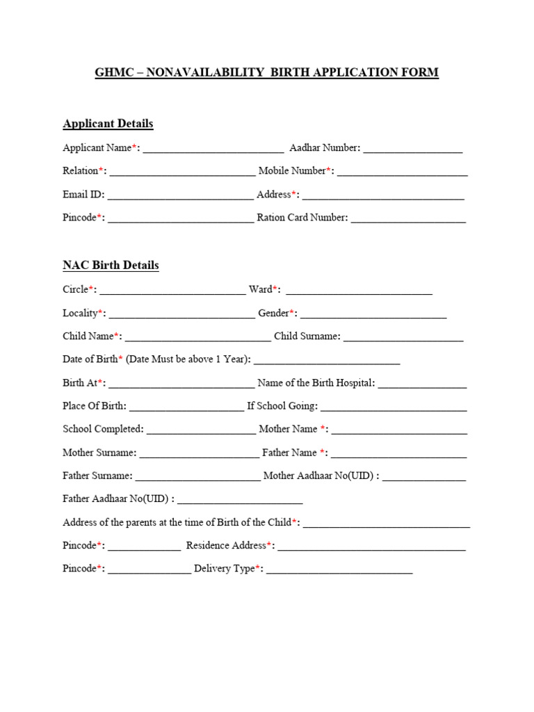 GHMC Nonavailability Certificate Forms | PDF | Government And Personhood