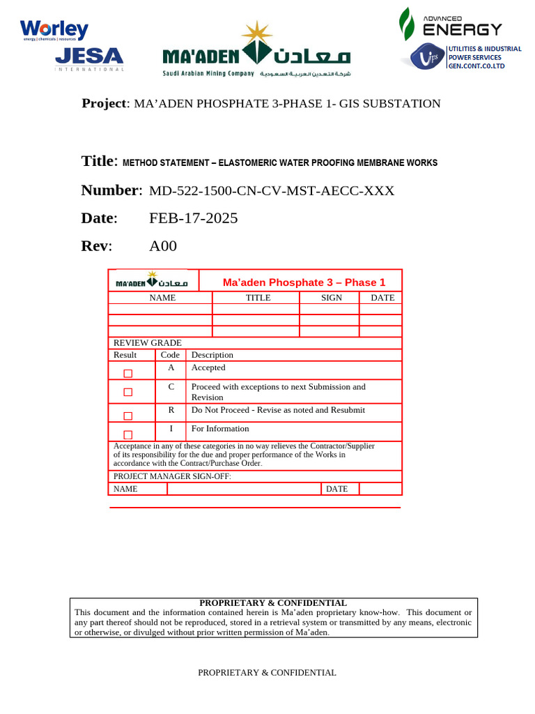 MOS Elastomeric Water Proofing Works Rev. No. A00 | PDF | Personal Protective Equipment