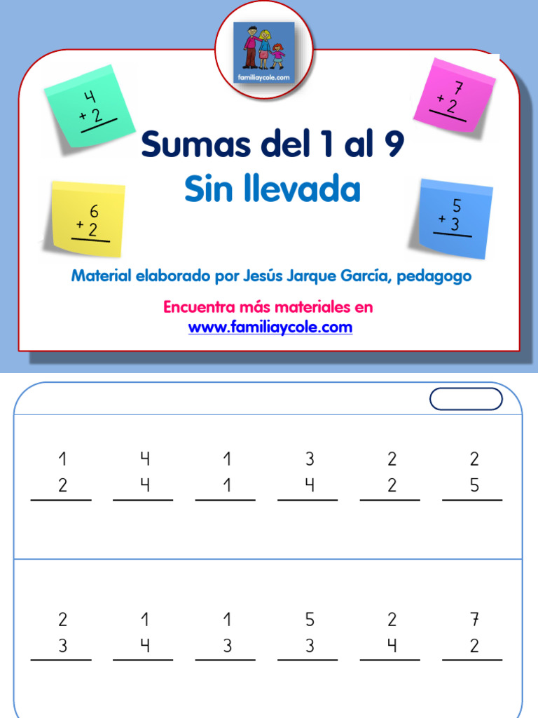 Sumas sin llevar del 1 al 9 | PDF