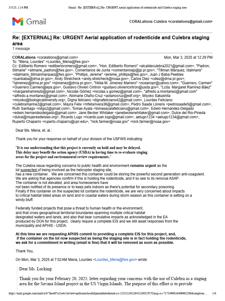 Savana_Gmail - Re_ [EXTERNAL] 3 March 2025_Re_ URGENT Aerial Application of Rodenticide and ...