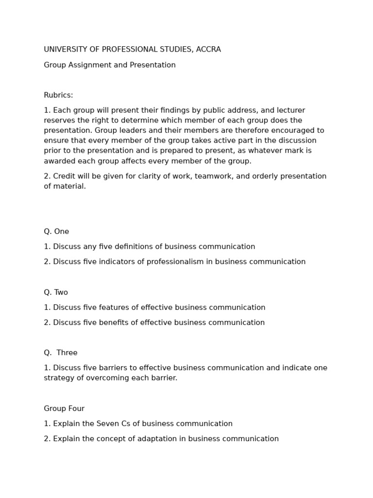 Group Presentation Assignment | PDF