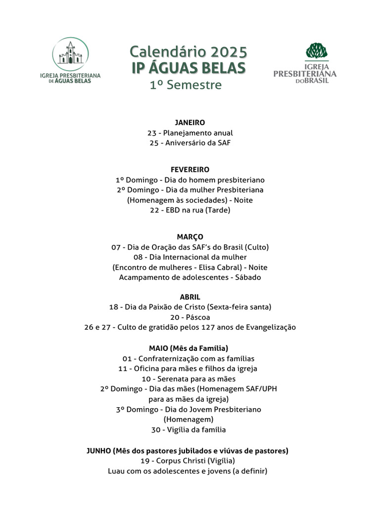Calendário IPAB 2025 | PDF