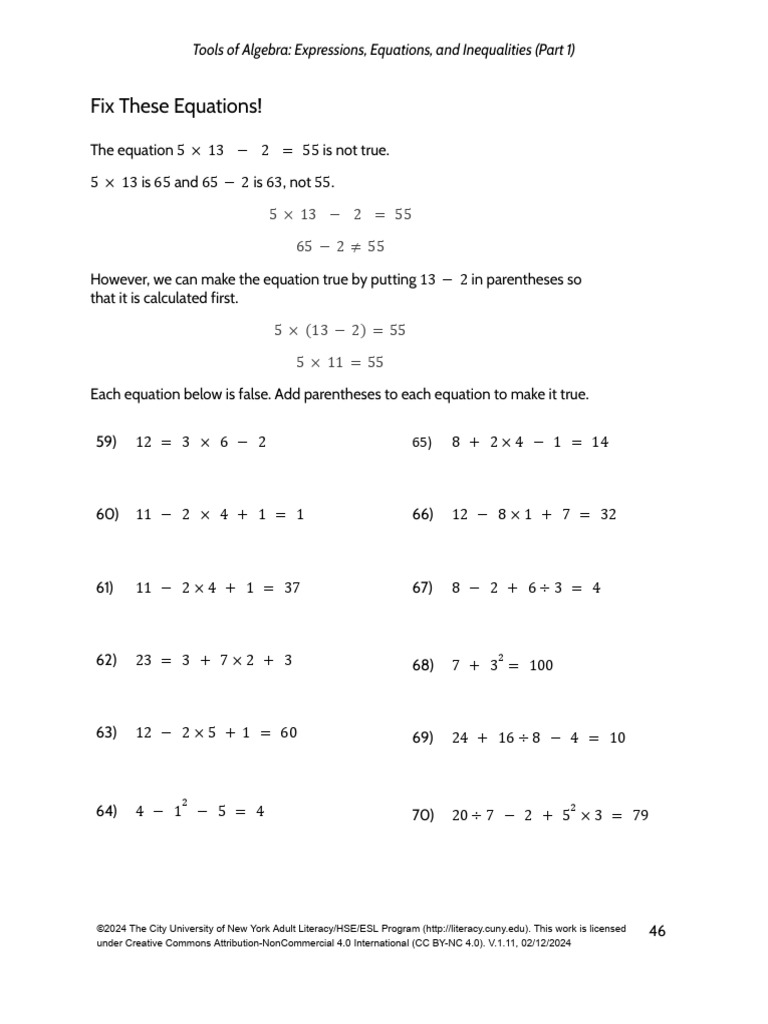 Fix these equations | PDF