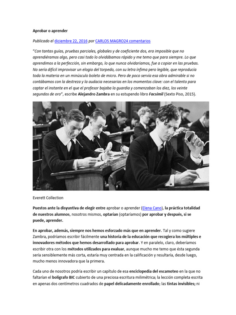 Aprobar o Aprender | PDF | Evaluación | Aprendizaje