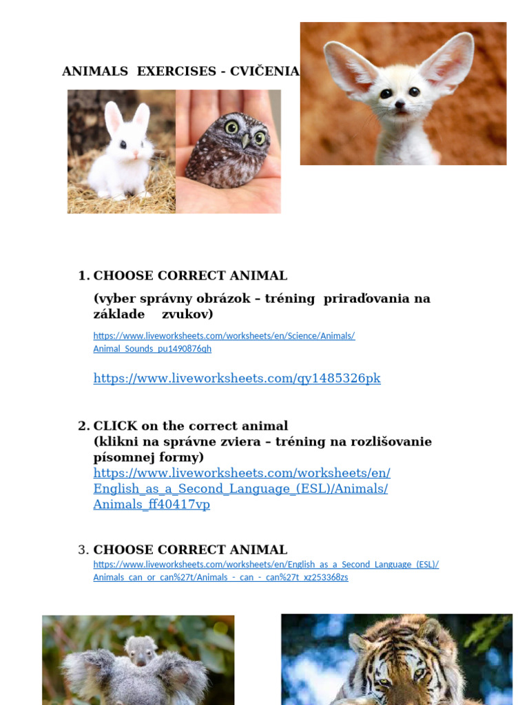 Animal Sounds and Tree-Dwelling Animals | PDF