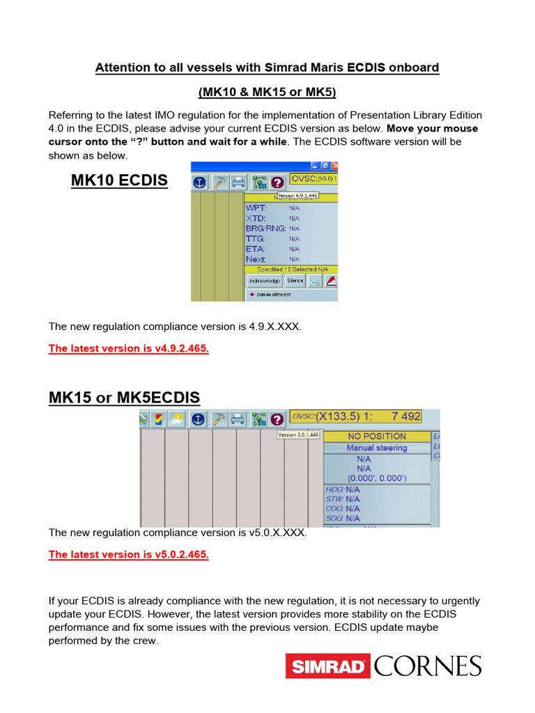 Attention to all vessels with Simrad Maris ECDIS onboard | PDF