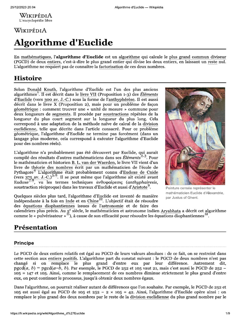 Algorithme d'euclide 2 | PDF